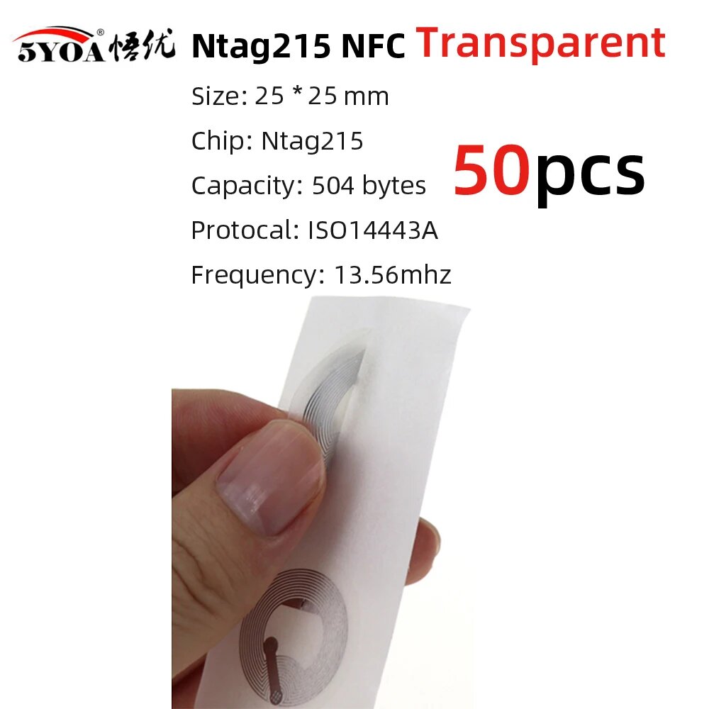 NFC метка Ntag215 5YOA белая 50pcs Wet 215