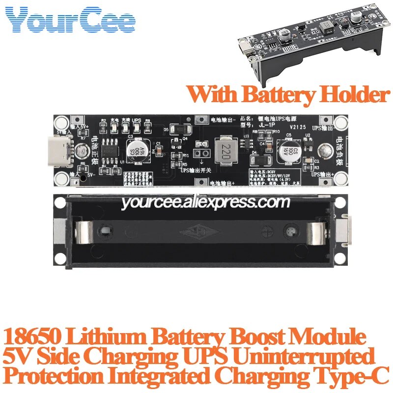 Модуль 18650 5V с батарейным отсеком, зарядка Type-C