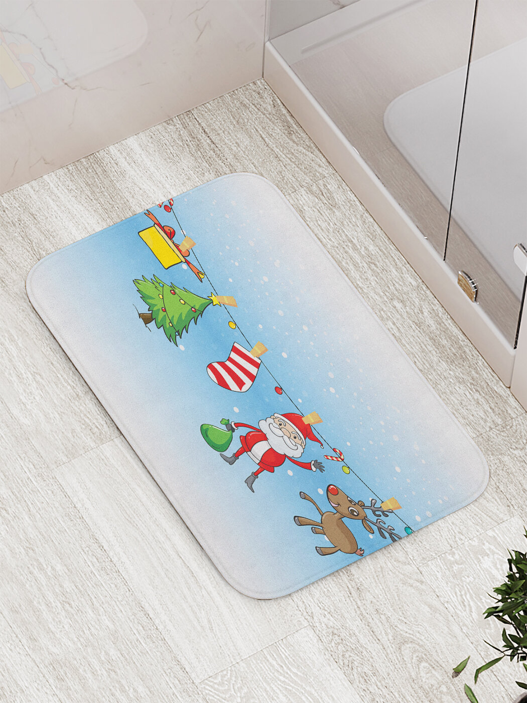 Коврик для ванной комнаты, туалета "Новогодняя сушилка" противоскользящий, 52х77 см, JoyArty, серия Новый год