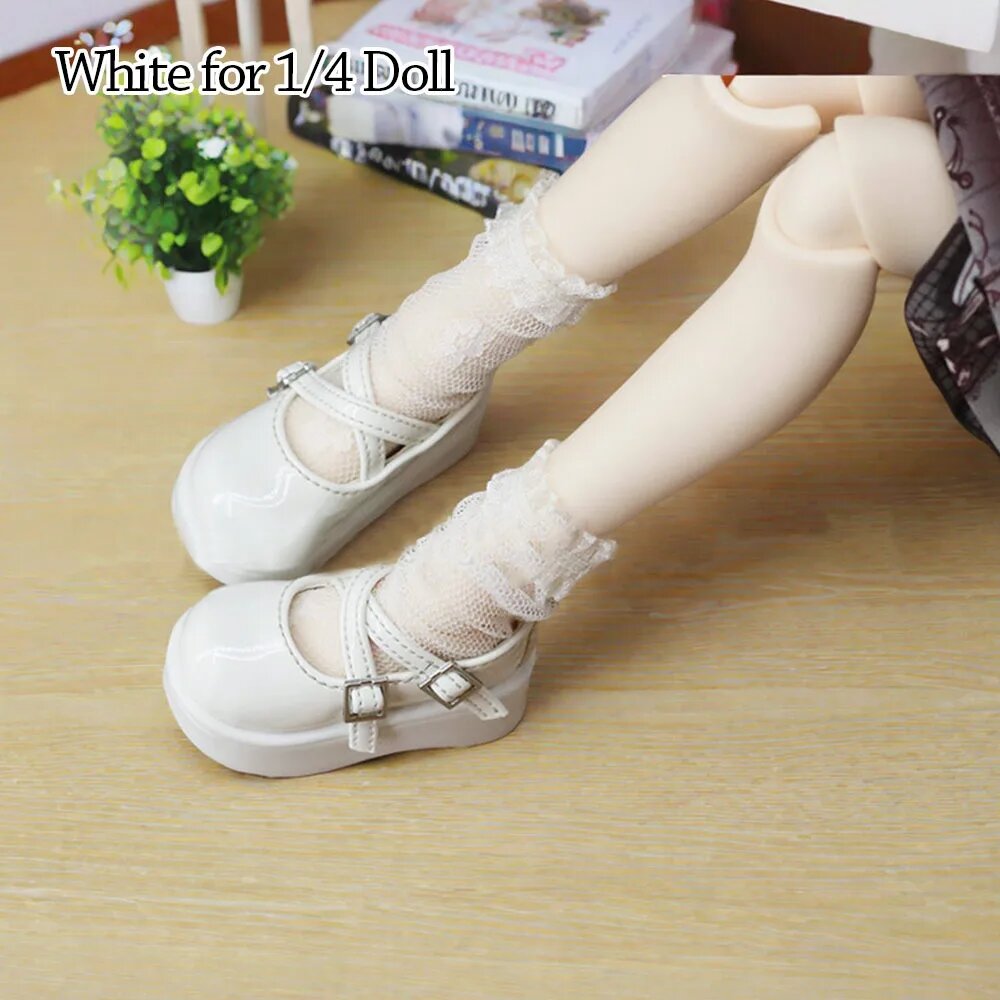 Кукольные туфли бежевые White for 1/4 Doll