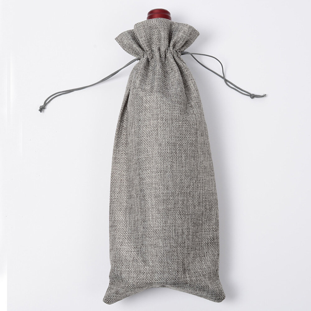 Сумки для вина из juta, чехлы для бутылок красного вина, сумки для шампанского в подарок, упаковочные мешки из juta, украшения для свадебных вечеринок, сумки для вина, серый цвет, размер 15*35 см, материал juta, вместимость 750 мл, 18 цветов в