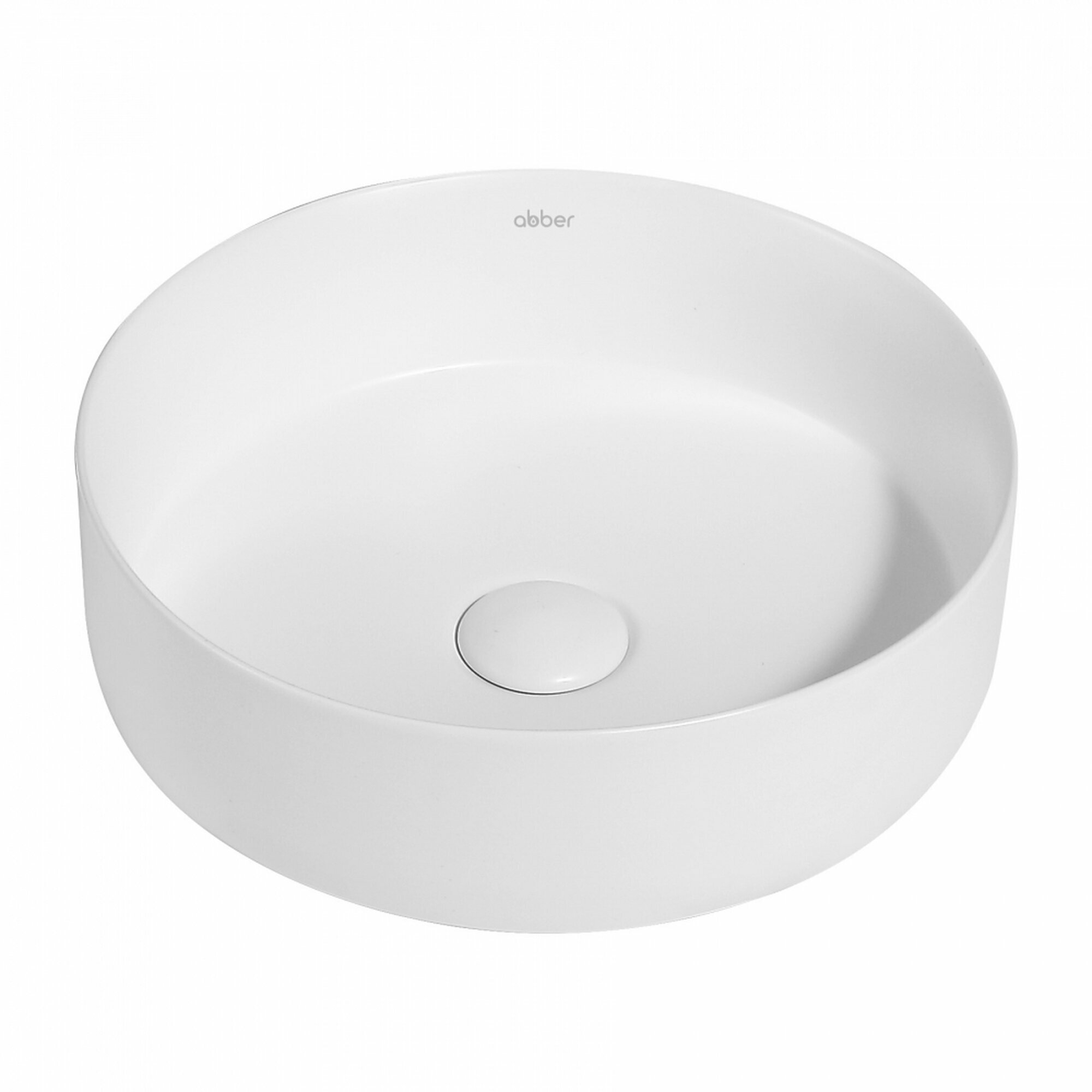 Раковина накладная ABBER Bequem AC2108MW, круглая, 36 см, фаянс, белая матовая