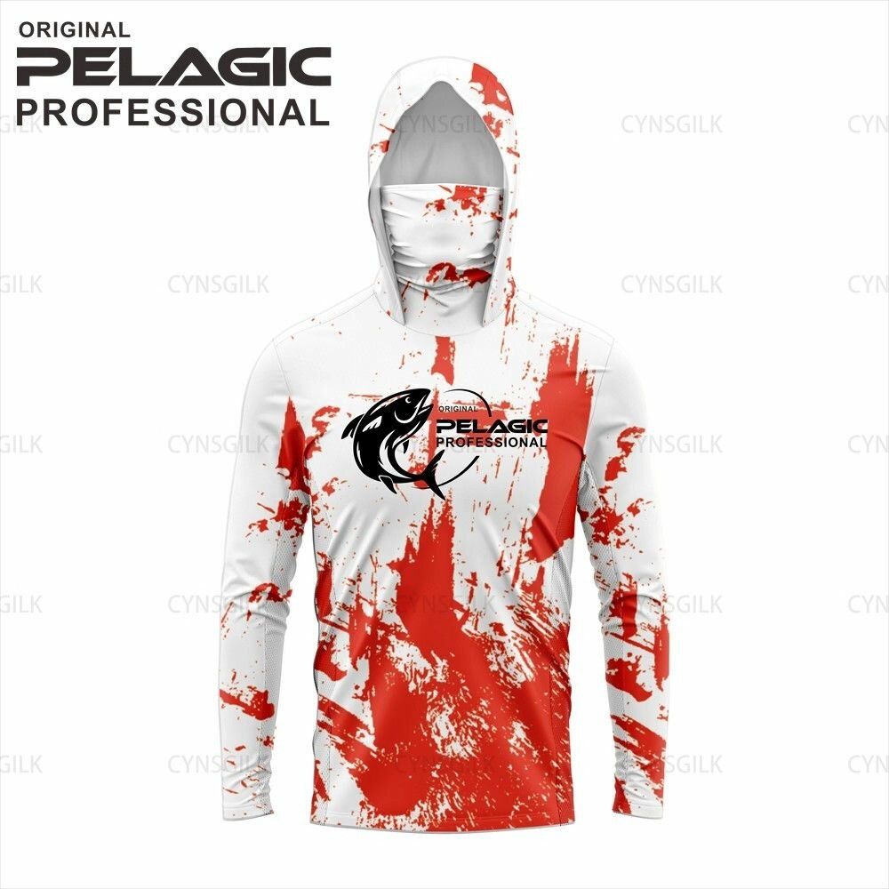 PELAGIC Джерси мужская для рыбалки с капюшоном с принтом Точки, рыболовный лонгслив летний солнцезащитный