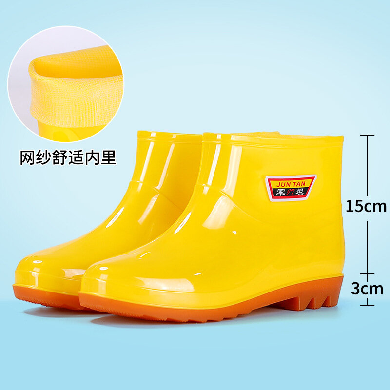 Белые и желтые резиновые сапоги для мужчин и женщин, маслостойкая и износостойкая резиновая обувь для кухни, высокие и низкие резиновые сапоги с резиновой подошвой, водонепроницаемые.