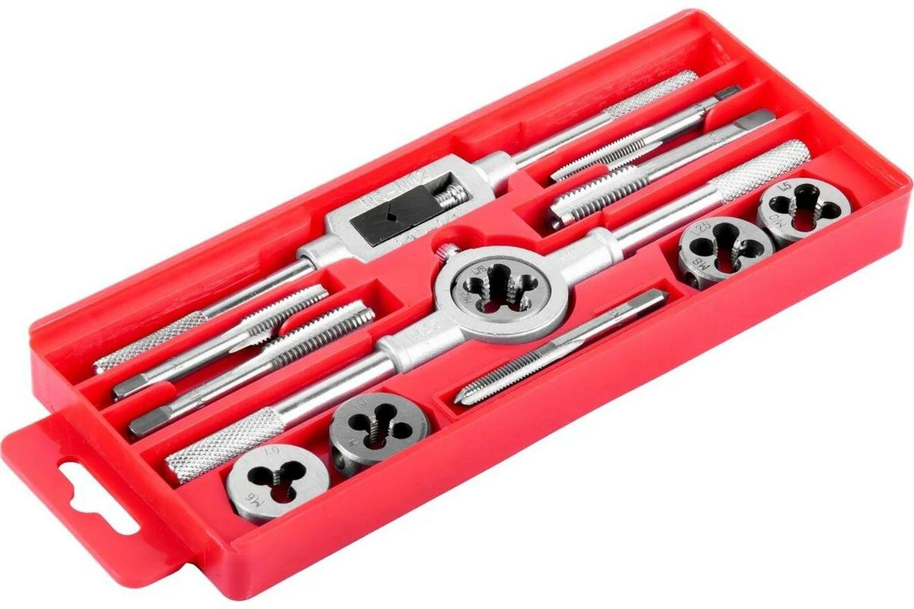 Набор метчиков и плашек 12 предметов, М6-М12 "AV Steel" AV-921207