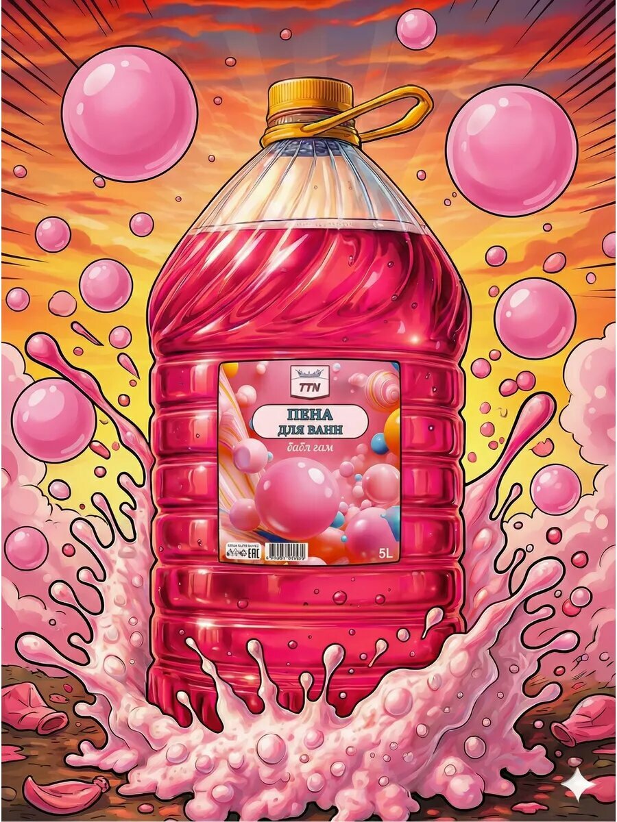 Пена для ванны TITAN "Бабл Гам", аромат жевательной резинки, 5 л