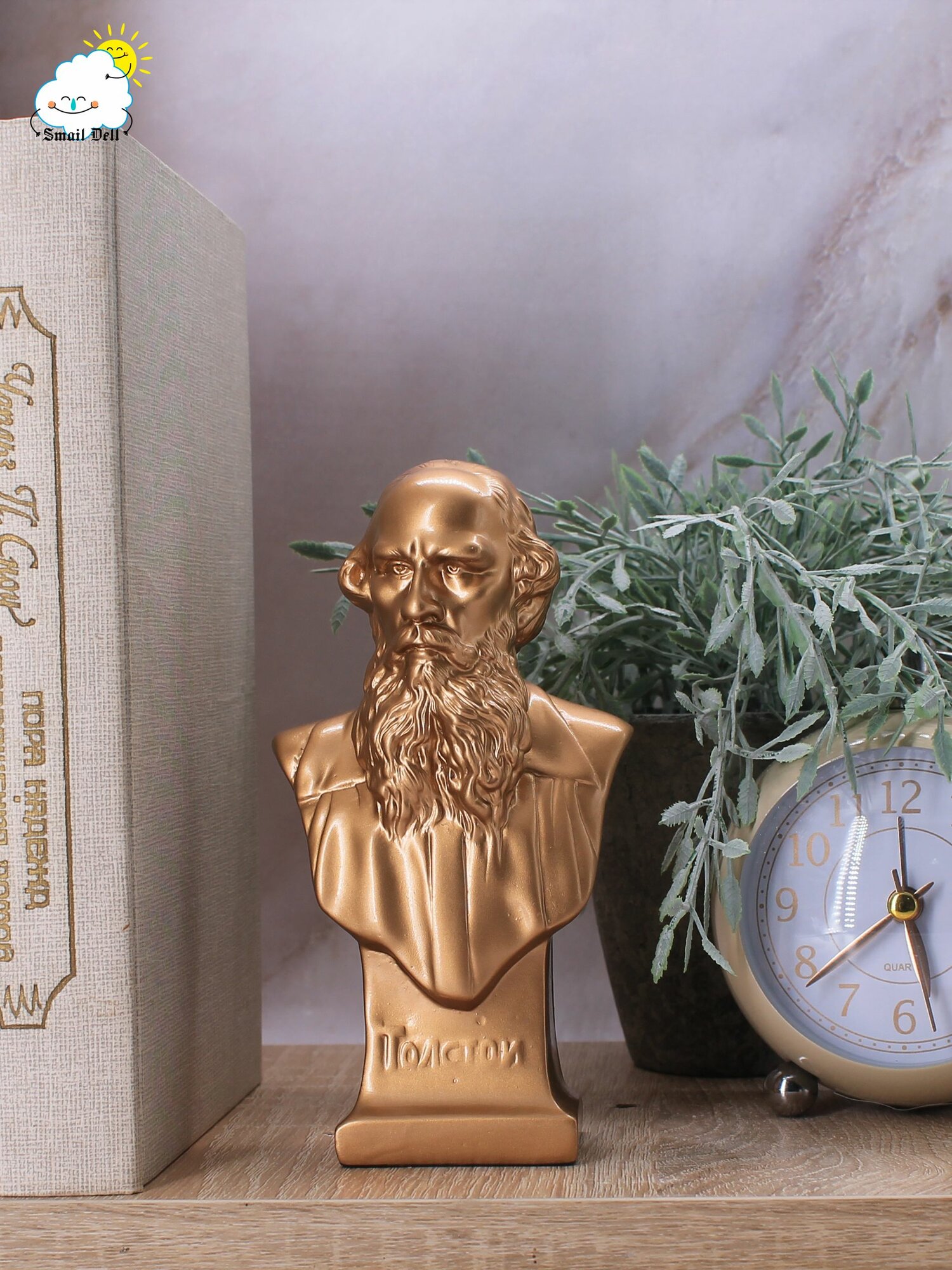 Статуэтка бюст Л. Н. Толстой , гипс , 14,5 см , цвет бронза темная