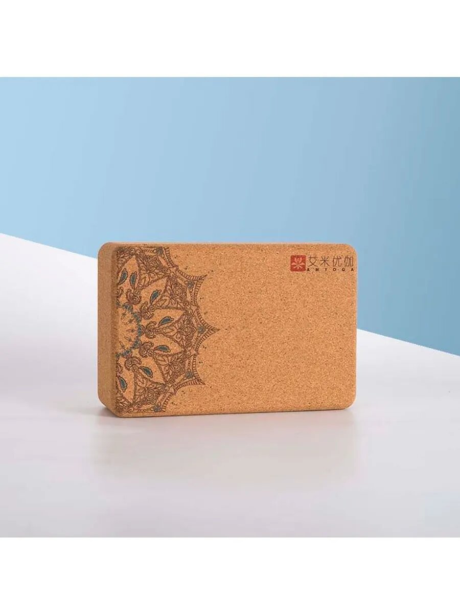 Блок для йоги из пробки (23x15x7.6 см, мандала 3)