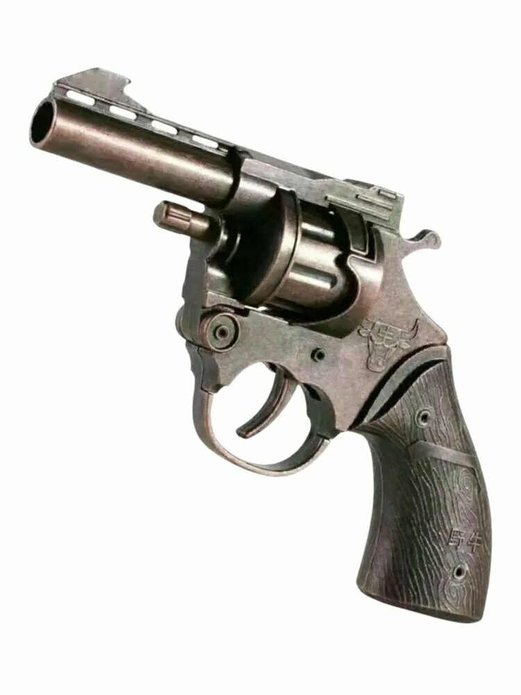 Револьвер металлический стреляет пистонами, пугач, коричневый