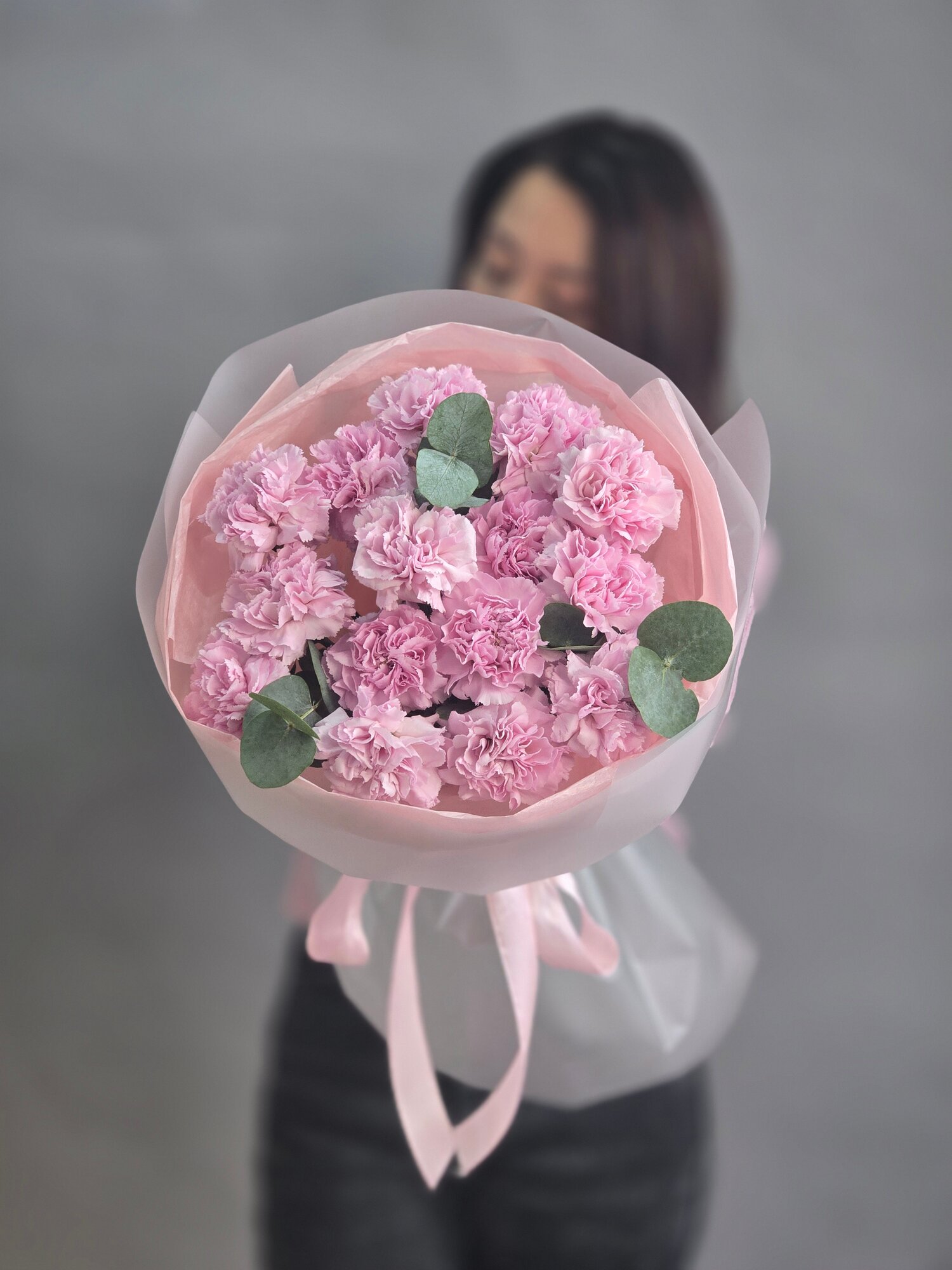 Букет из 15 гвоздик розового цвета, размер XS, от "Di_Flowerslab"