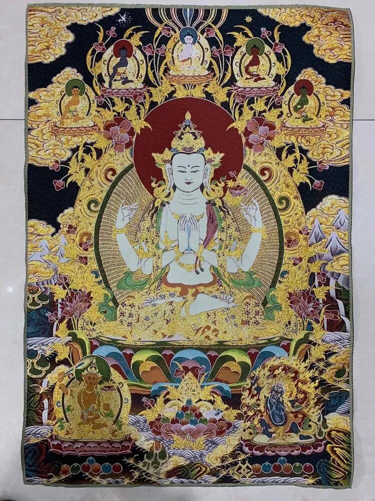 Панно религиозное Гуаньинь, ручное ткачество, 60x90 см, Китай