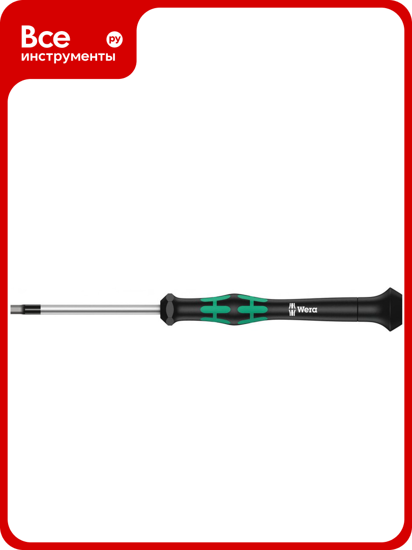 Отвертка WERA 2054 SW 0,9/40 MM WE-118062 прямая отвертка с двухкомпонентной рукояткой черно‑зеленый шестигранный