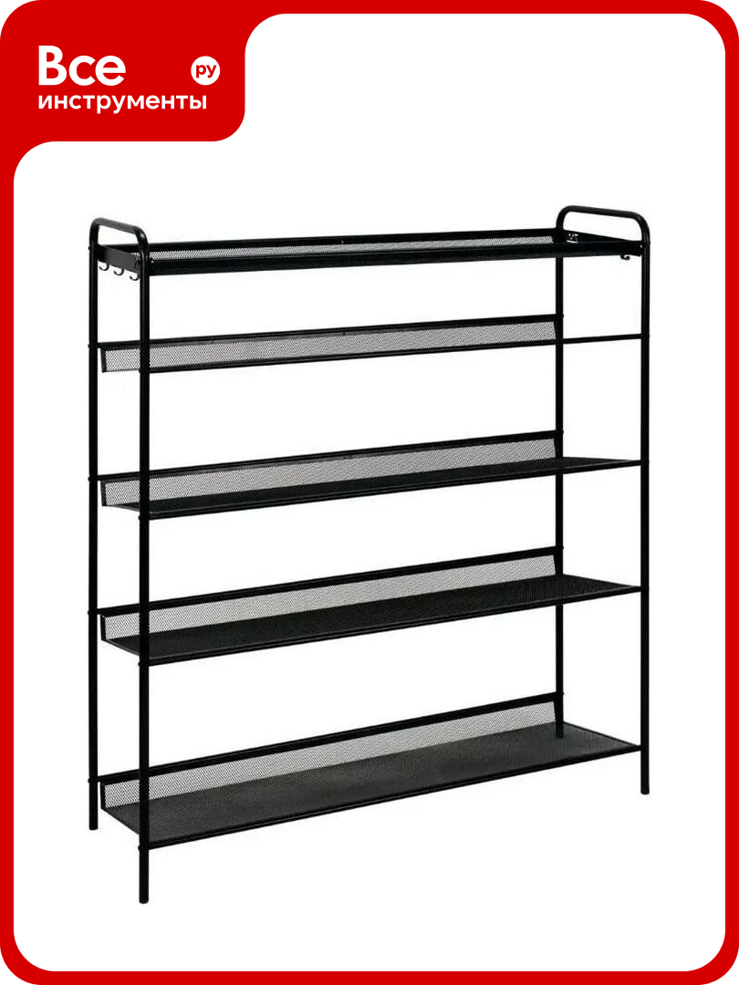 Пятиполочная обувница-этажерка для обуви ЗМИ Женева 35 16 пар обуви цвет черный ПДОЖ35Ч