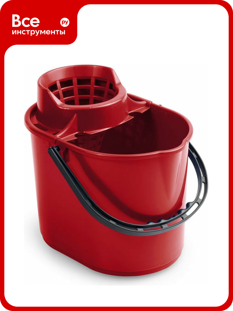 Пластиковое ведро с отжимом TTS 12 литров, красное 00005270