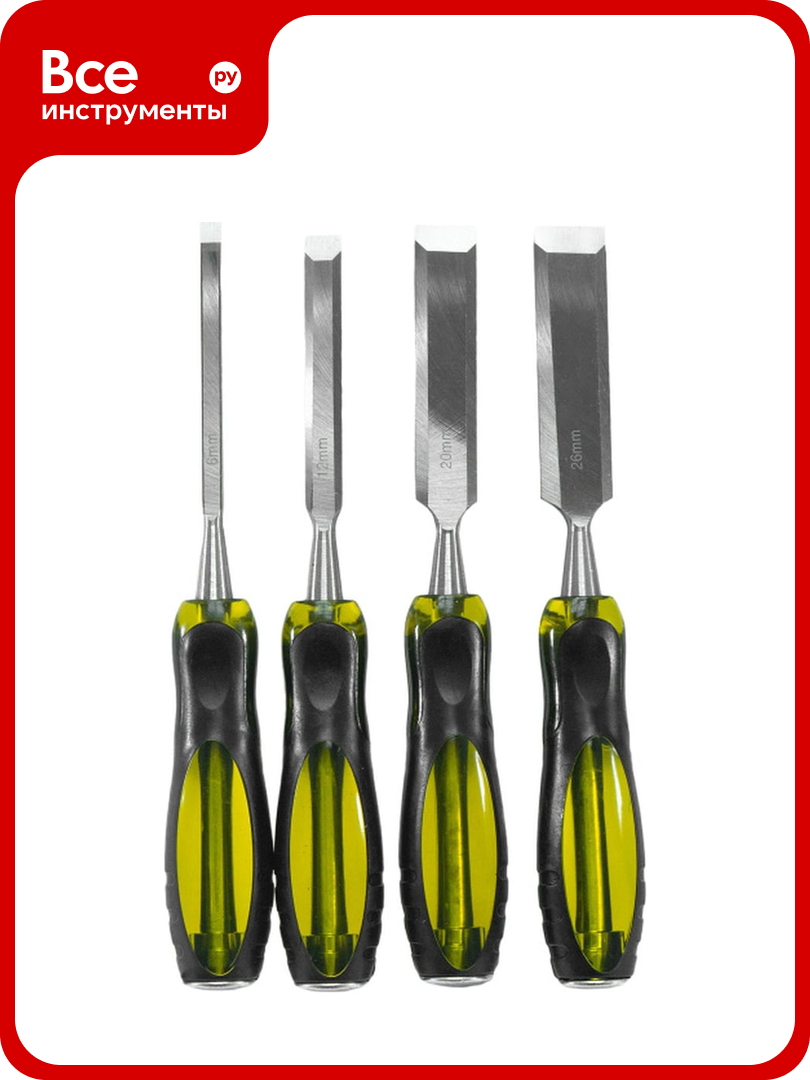 Набор стамесок-долот Pobedit 6, 12, 20, 26 мм + брусок 2527002