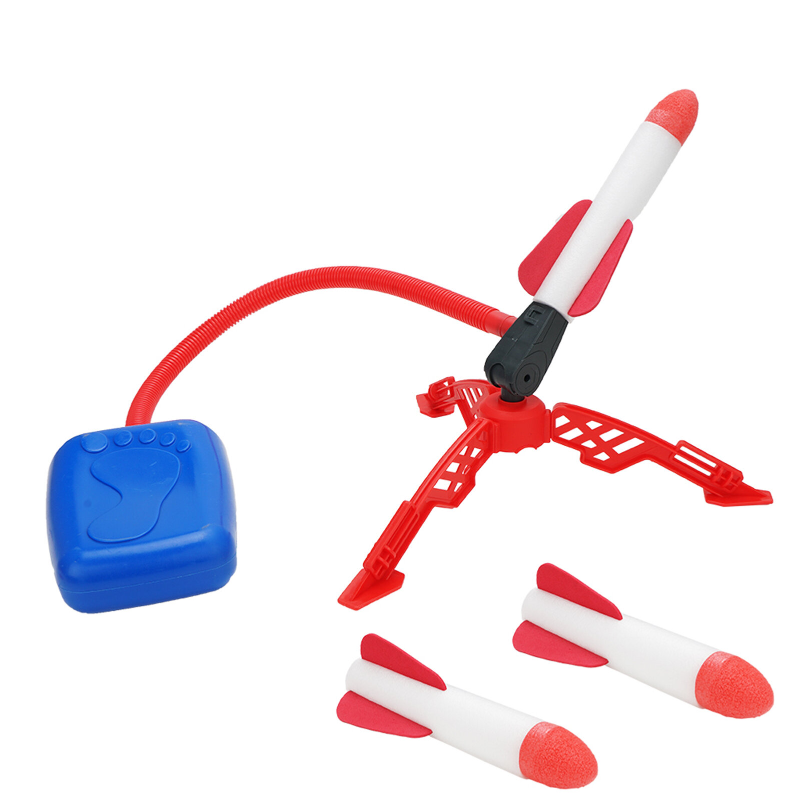 Ракетный пускатель для детей Stomp Rocket с огнями 3 пены ракетки наружные игрушки 360° регулируемые углы запуска Красный Синий EVA Пена Длина корпуса 31см Длина ракеты 25см Встроенная кнопочная батарейка Размер упаковки 24*7*31.5см Вес упаковки 310г