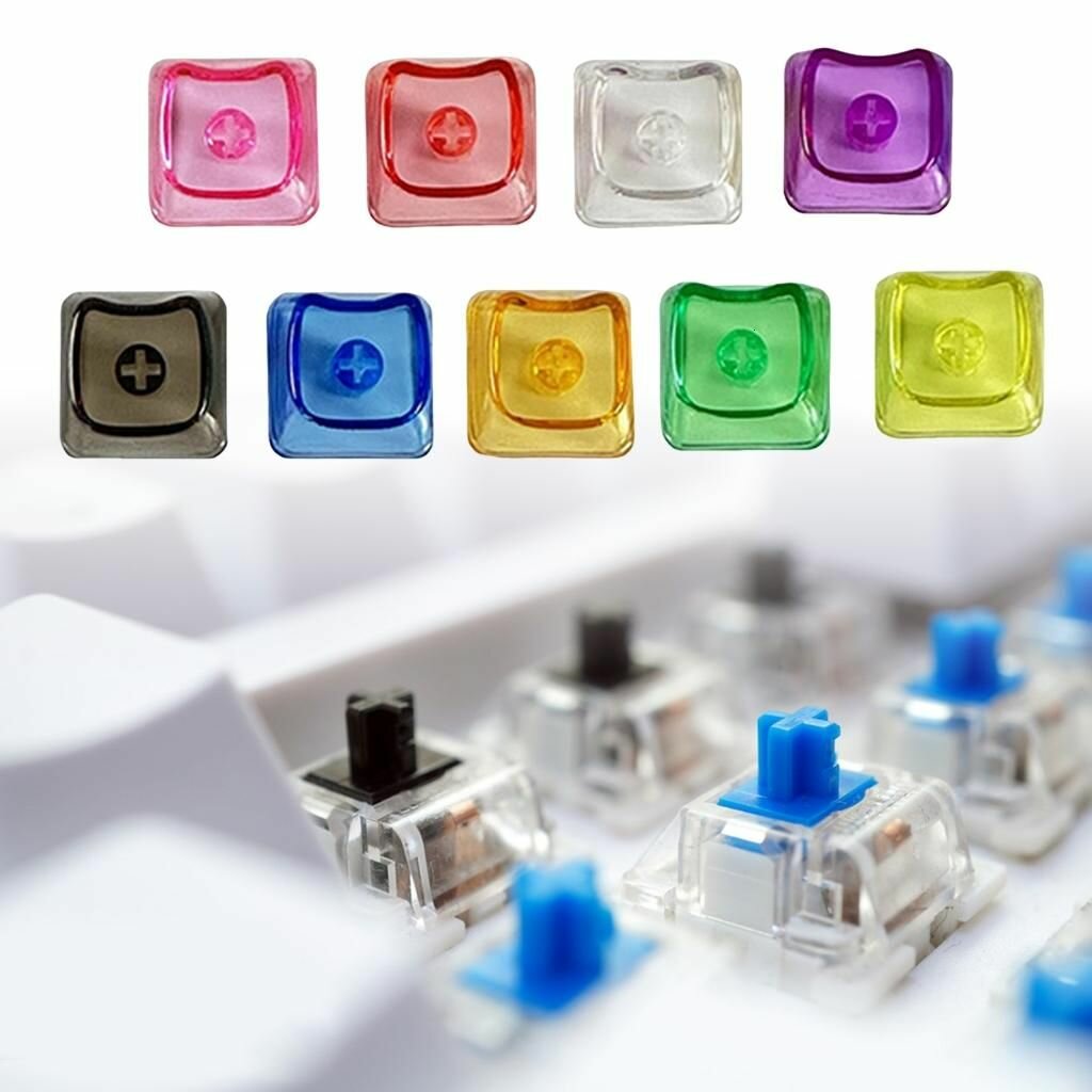 10PCS Прозрачные игровые кейкапы для MX механических клавиатур, Фиолетовый прозрачный
