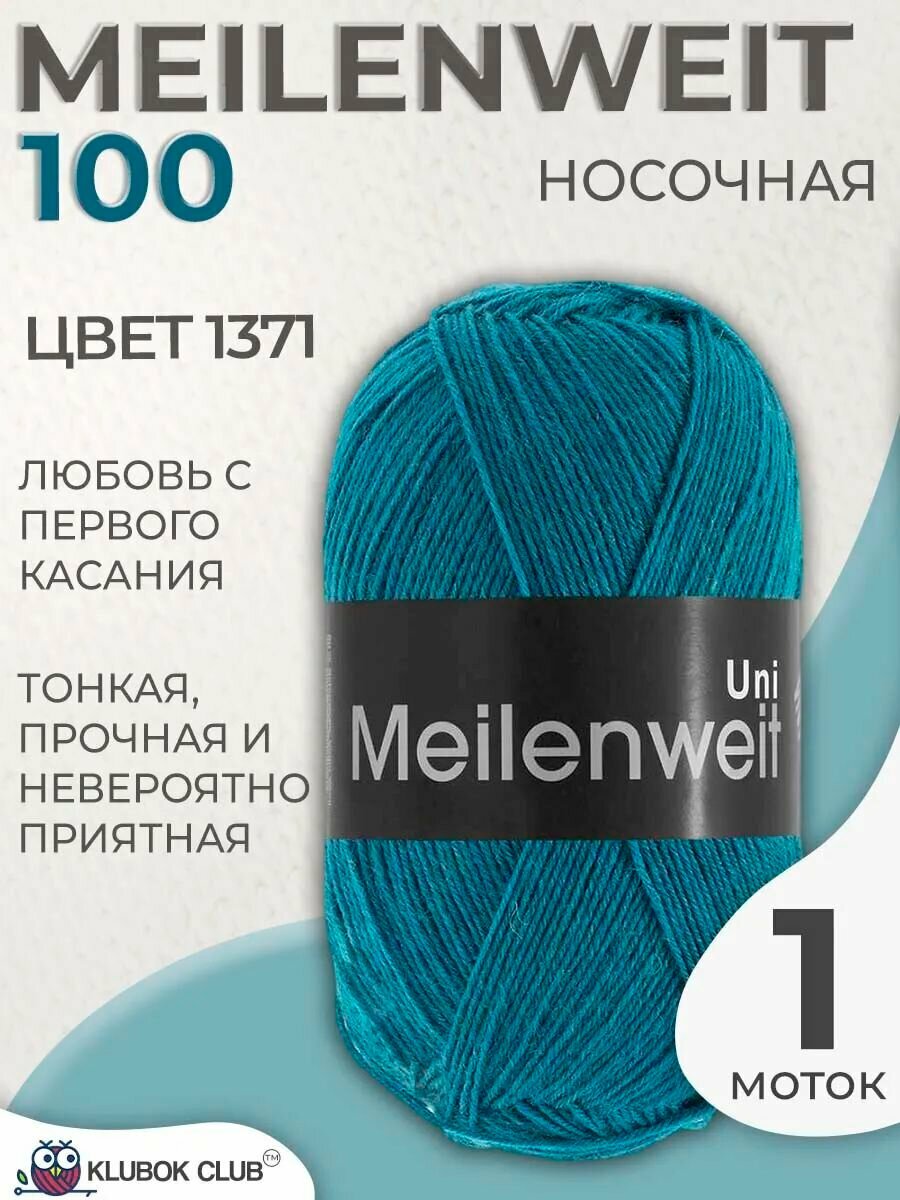 Пряжа для вязания Lana Grossa Meilenweit 100g Uni носочная, цвет 1371, 1 моток