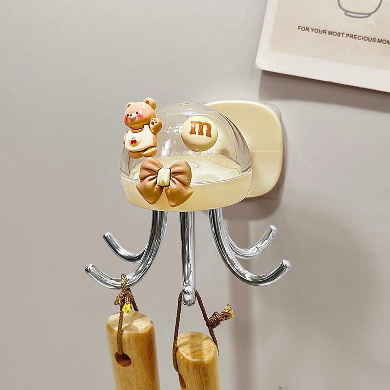 360-градусный вращающийся многофункциональный крючок для стен, милый крючок для сумки и ключей, без сверления, для хранения резинок для волос