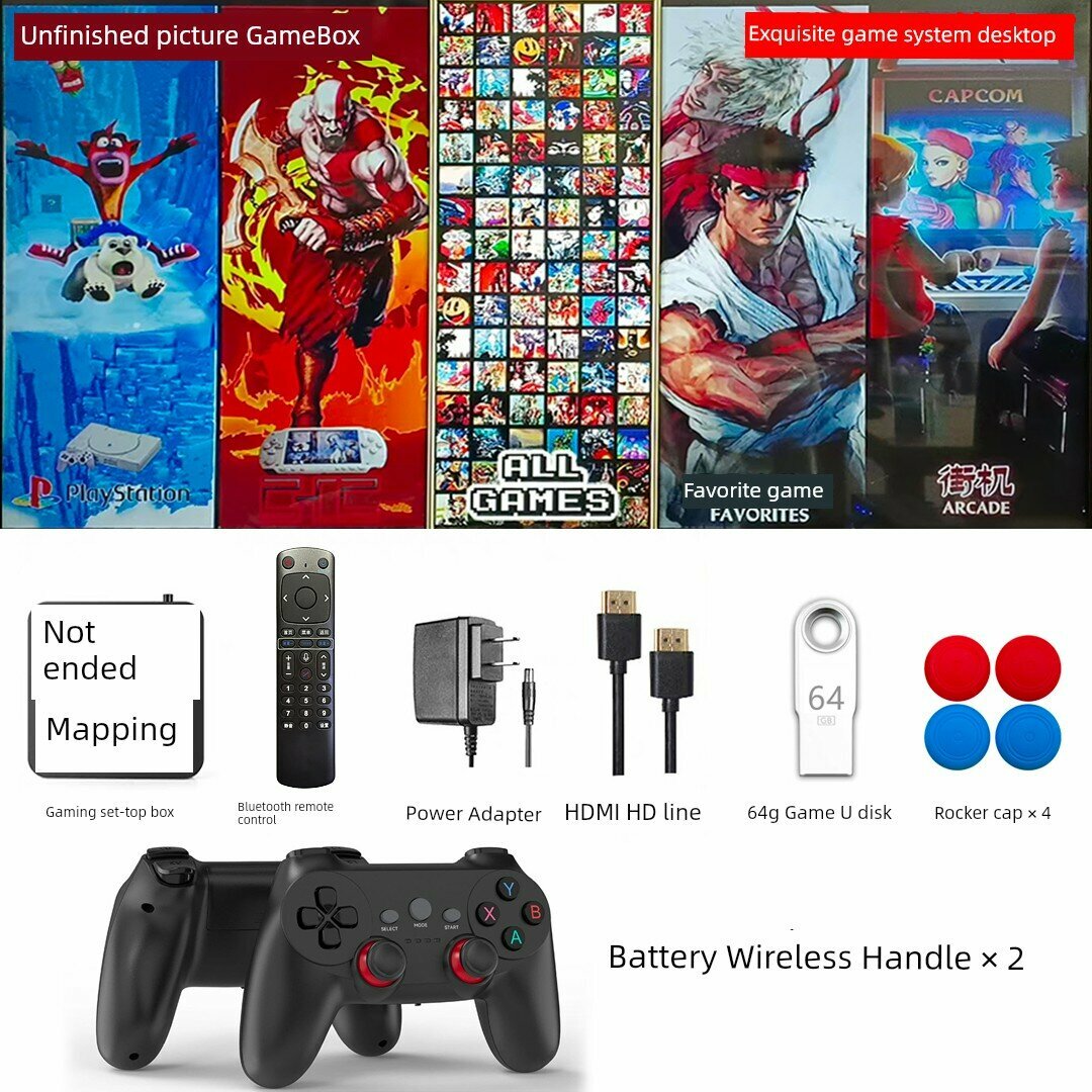 Игровой стриминг-бокс с двойными беспроводными контроллерами, черной батарейной гарнитурой, USB-накопителем 64 ГБ для