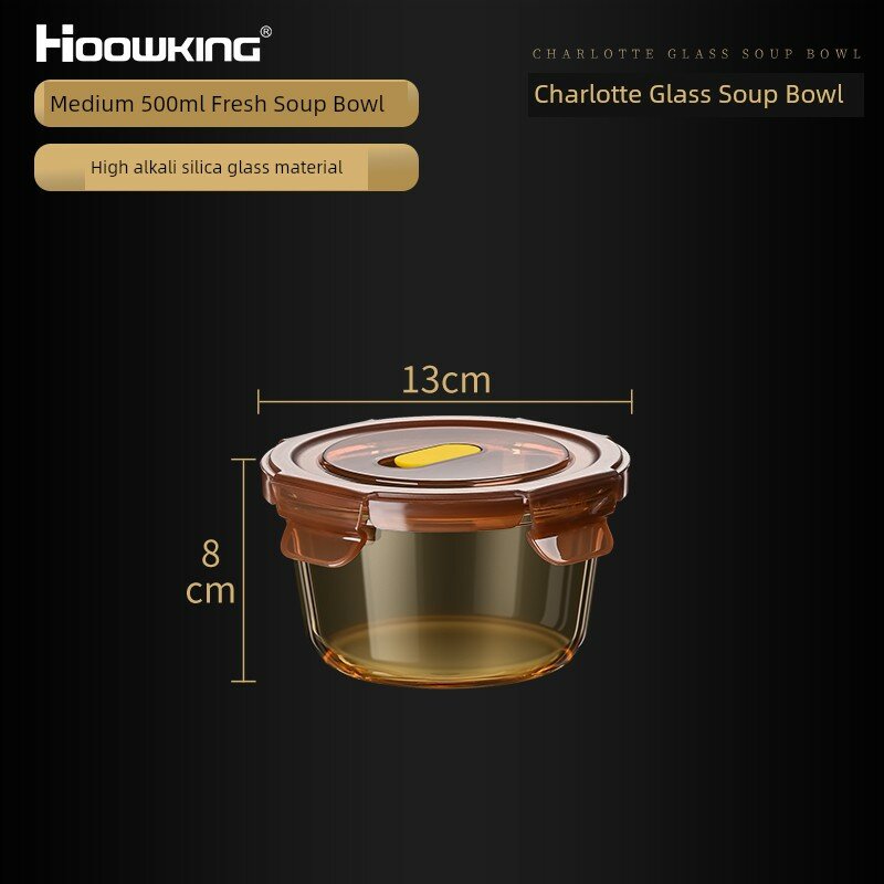 Средний 500мл однокомпонентный стеклянный контейнер для супа в морозилке, хранение еды