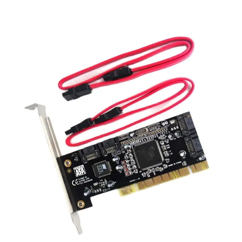 Внутренняя карта расширения Padarsey 4-портового PCI SATA Raid Controller с 2 кабелями SATA, конвертер адаптера PCI-SATA для настольного компьютера