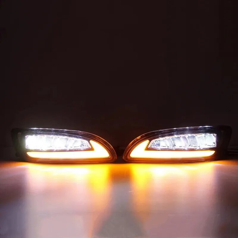 Трендовые белые противотуманные фары DRL для Toyota Harrier 2003-2009, светодиодные дневные ходовые огни, желтый указатель поворота для Lexus RX300 330