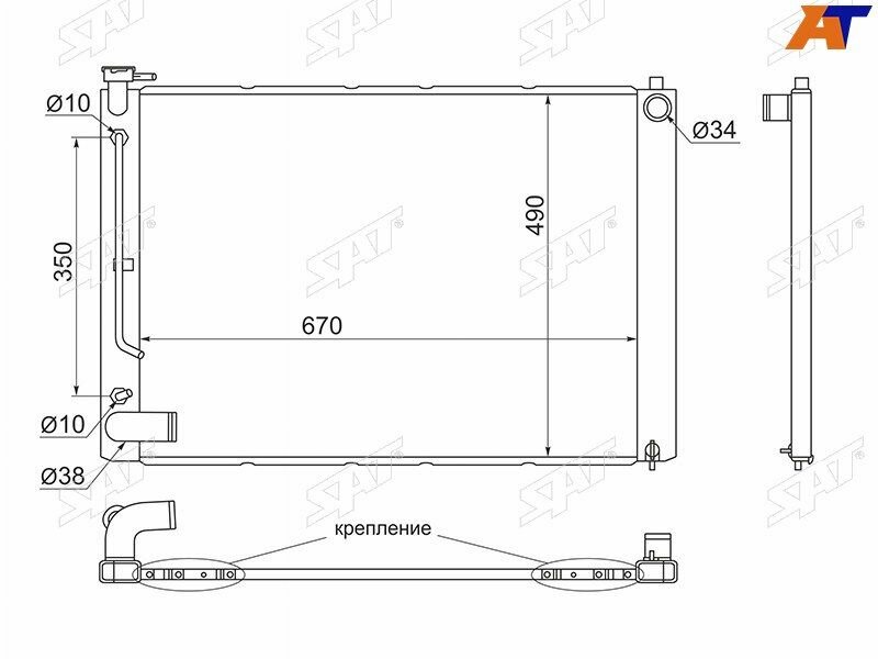 . SAT Радиатор охлаждения двигателя для Toyota Harrier (XU30) 03-13 / Lexus RX 03-09