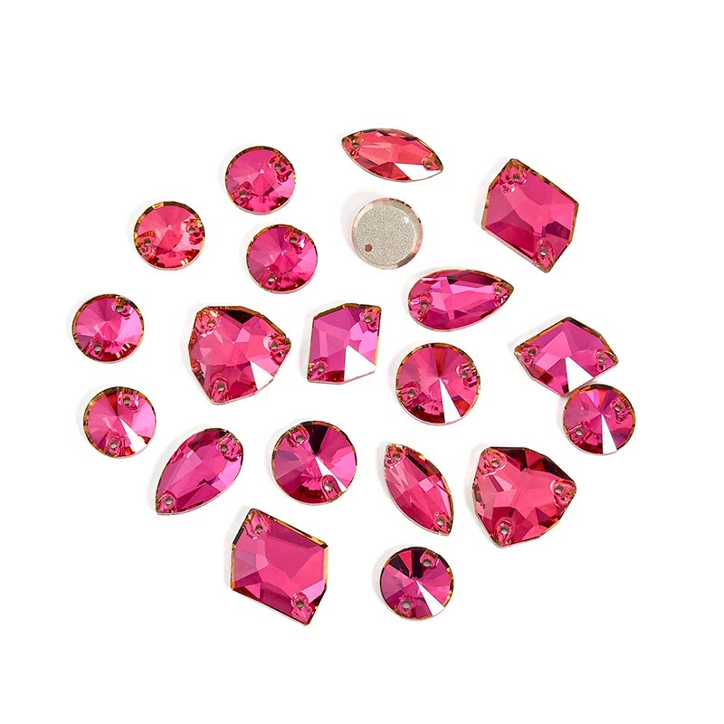 Oleeya стразы для рукоделия стеклянные 20/50 шт. Розовый, Mixed Shapes 20pcs, T502 Fuchsia