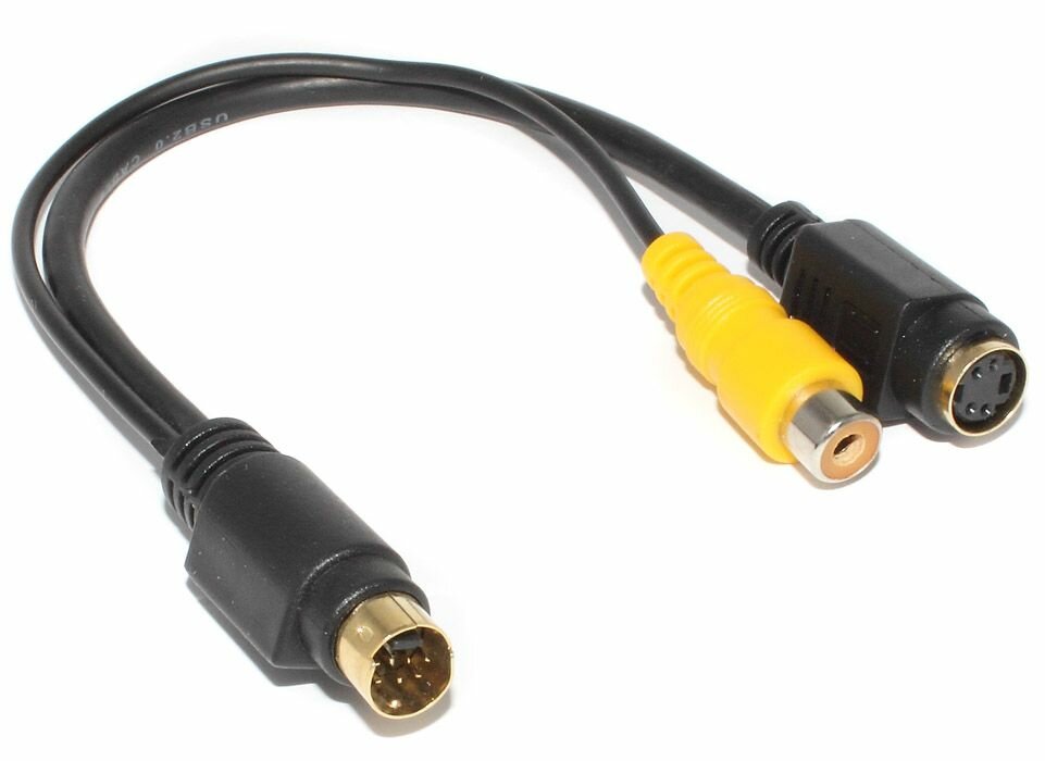 Переходник Mini-DIN 7 Pin - S-Video (Mini-DIN 4 pin) + RCA "Тюльпан"