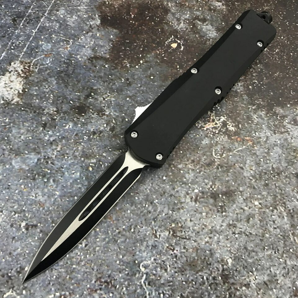 Microtech Mini Automatic Knife Лезвие 440C Ручка из цинкового сплава OTF Пружинный кинжал с двойным лезвием Наружные тактические EDC ножи
