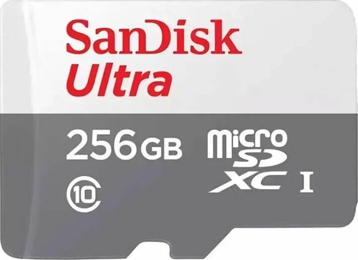 SanDisk Ultra 256 ГБ Карта памяти microSDHC, SDSQUNR-256G-GN3MN, бело-серая