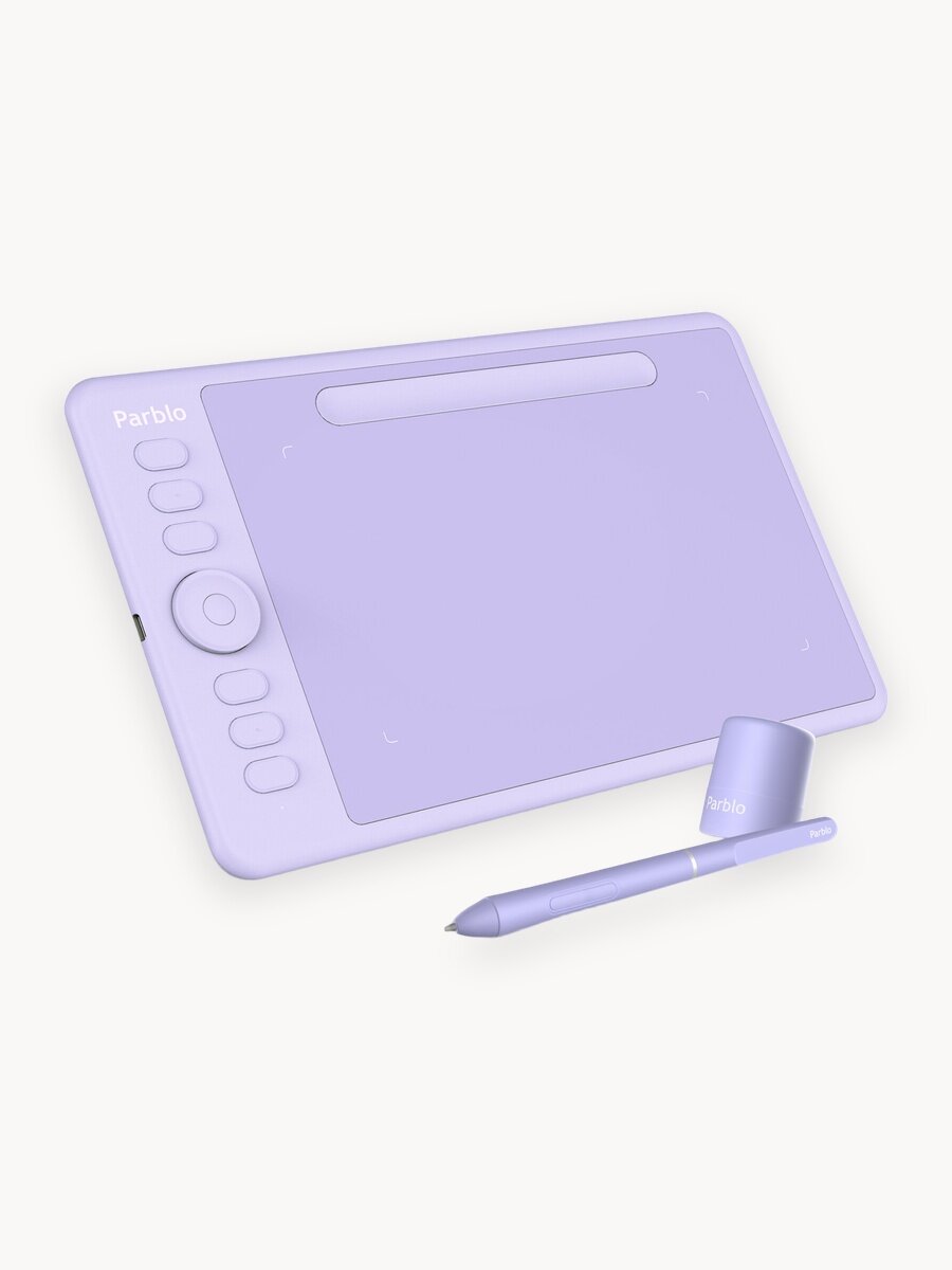 Графический планшет Parblo Intangbo S Lilac Purple для рисования, фиолетовый, A5, 8192 уровней нажима