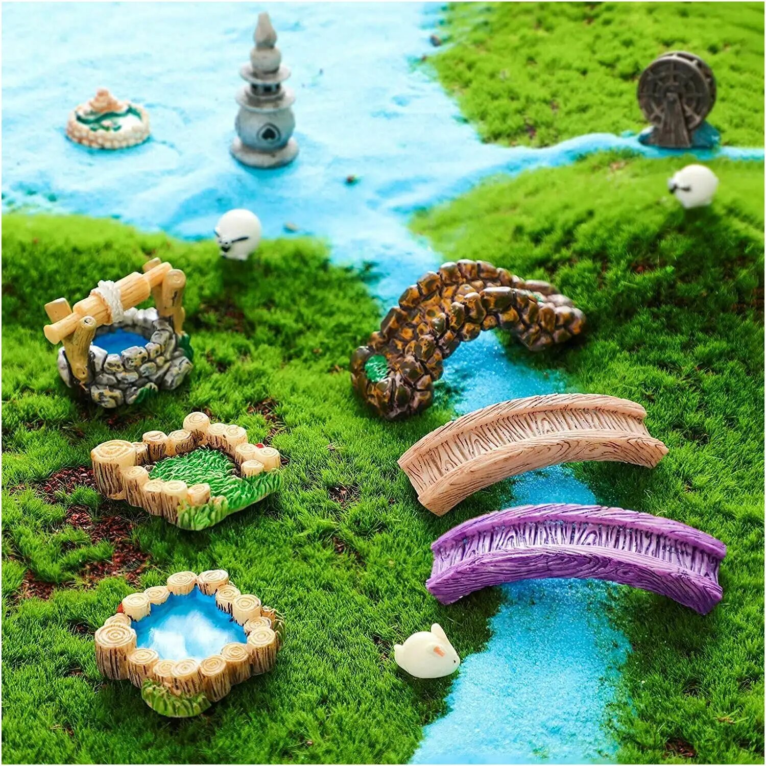 Садовый фигурка, 8ШТ Мини Микро-ландшафтное украшение / Горшки для растений Бонсай Декор
