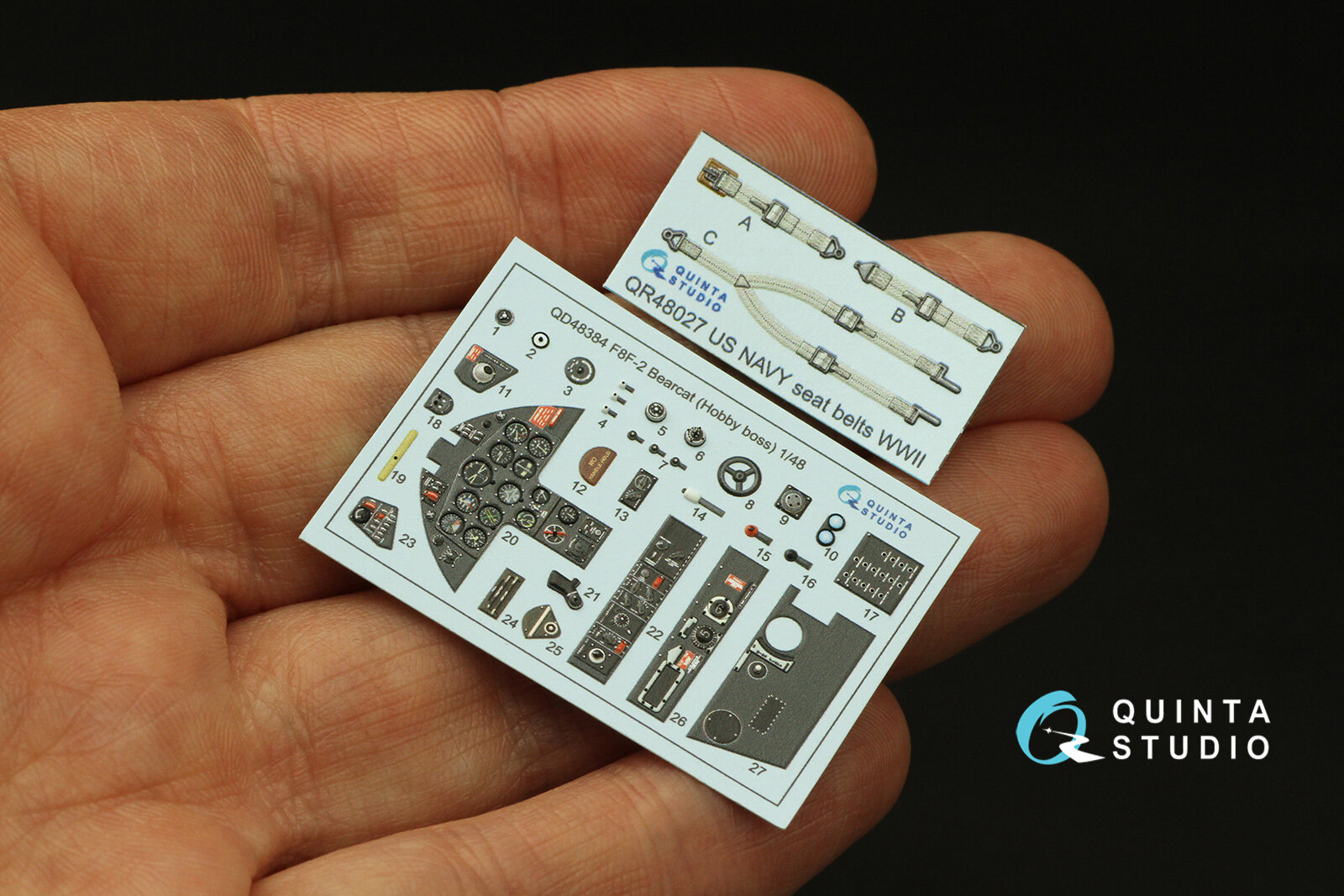 QD48384 3D Декаль интерьера кабины F8F-2 Bearcat (Hobby Boss)