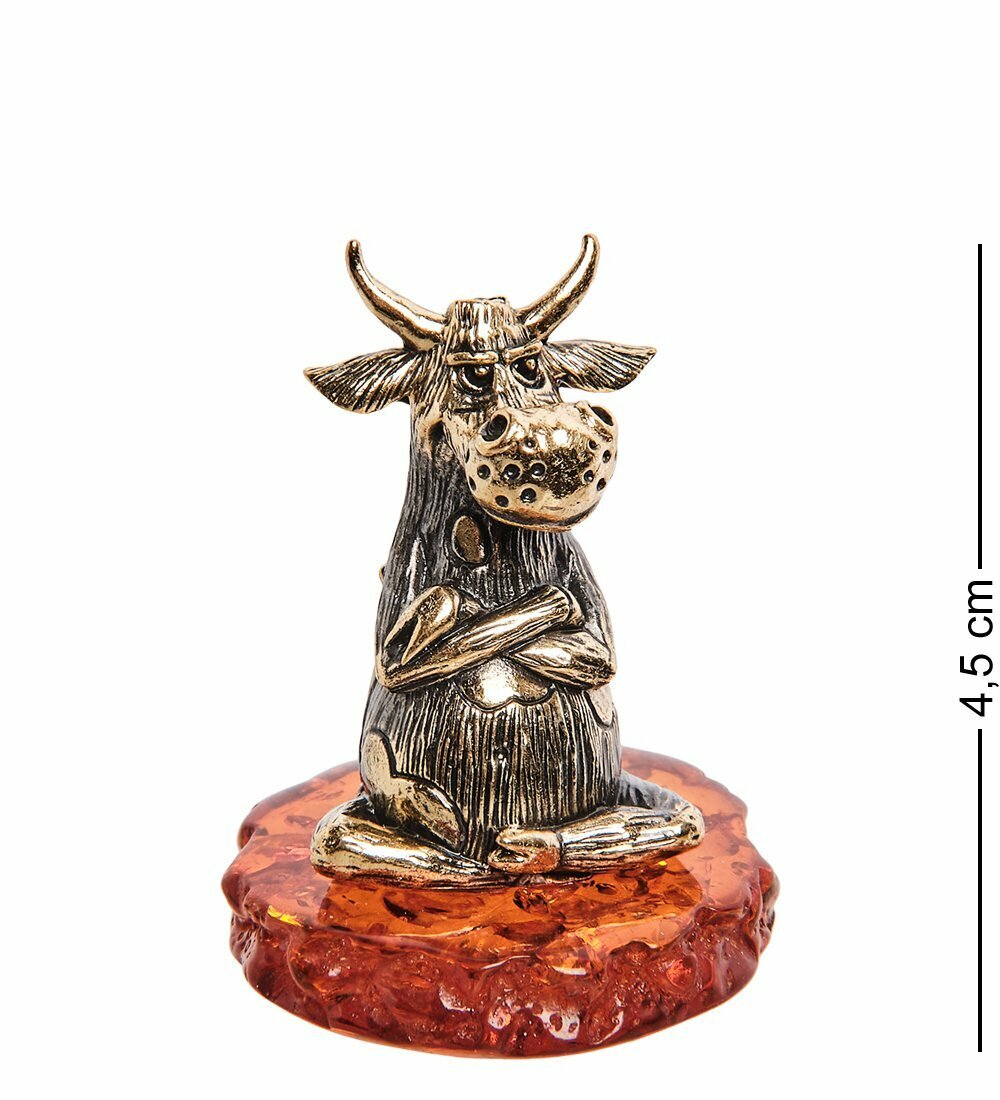 Фигурка 'Бык' (латунь, янтарь)