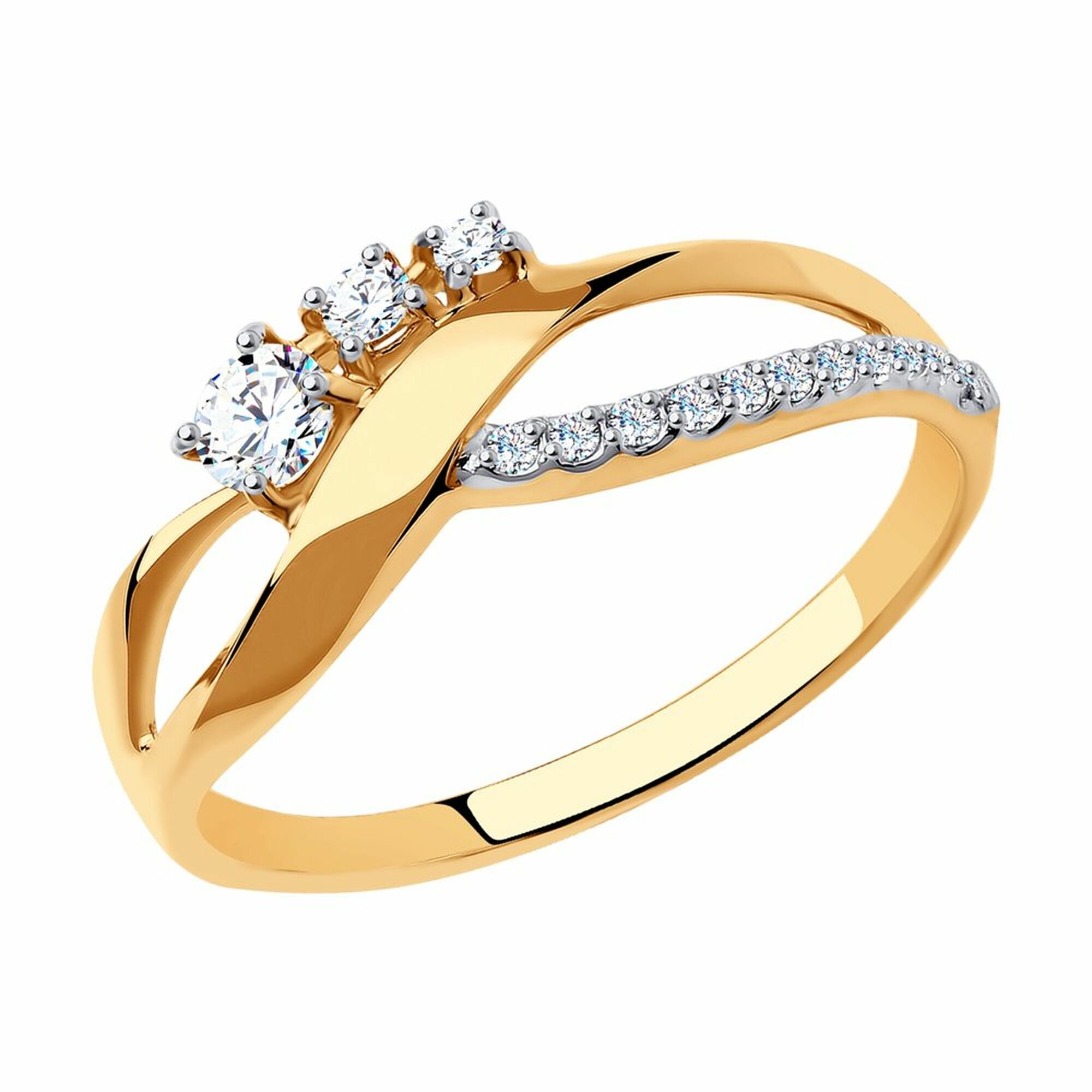 Кольцо дорожка Diamant online, красное золото, 585 проба, фианит