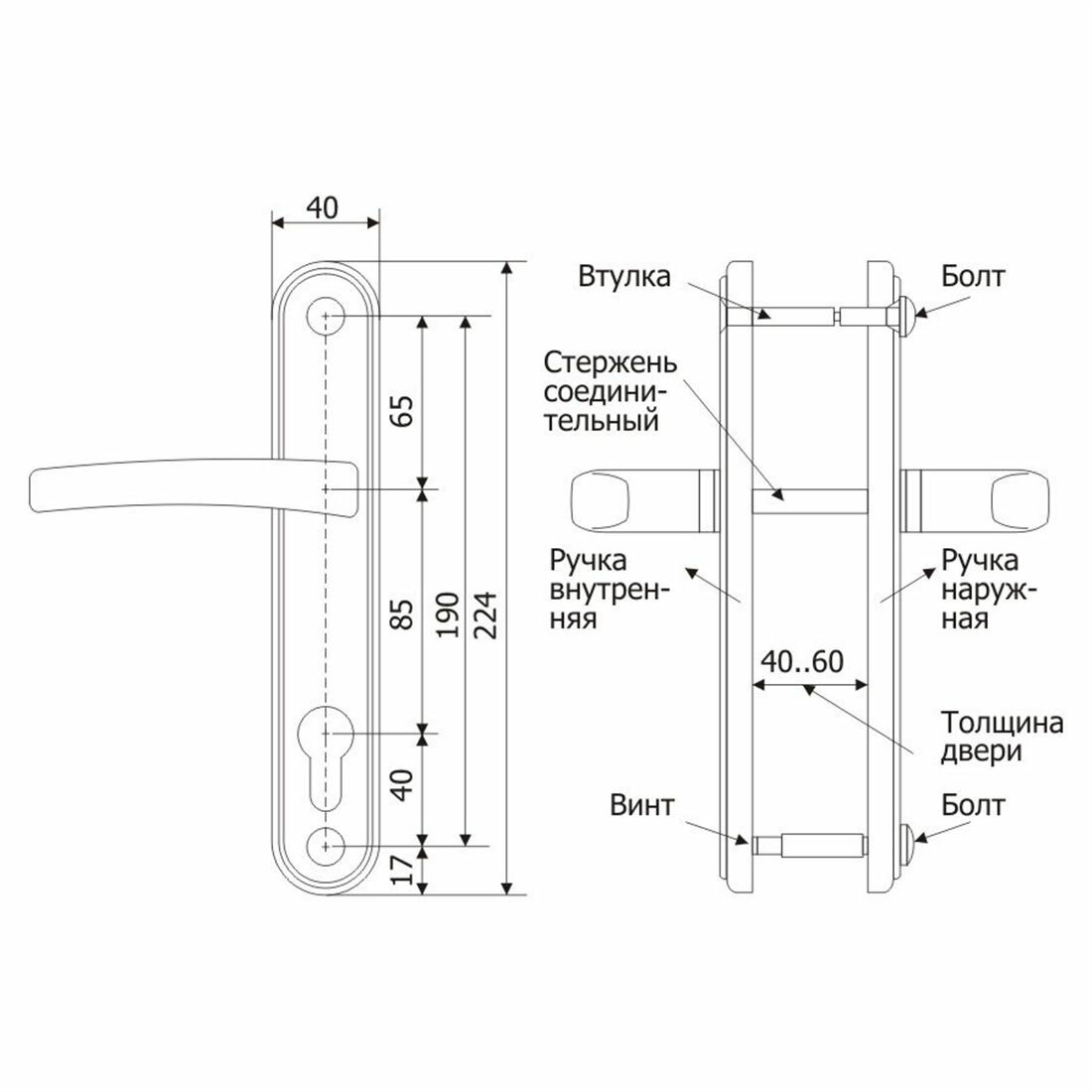 Ручка дверная Гардиан 4132 Вега (черный муар) /124:1:54(9005)/