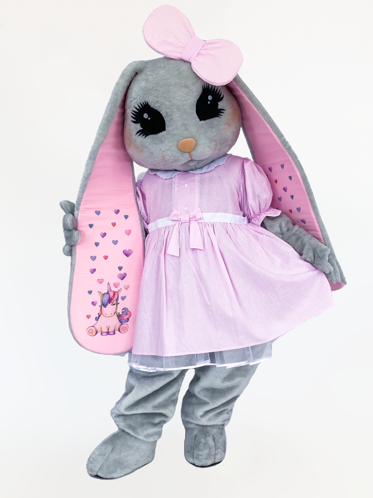 Ростовая кукла CarnivalLand Зайка Лолли Грей в платье Клубника р. 44-52, Карнавальный костюм взрослый