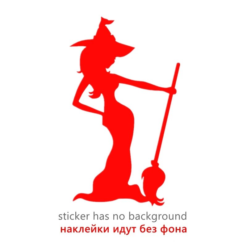 Наклейка на авто Ведьма и метла, Red, 40747