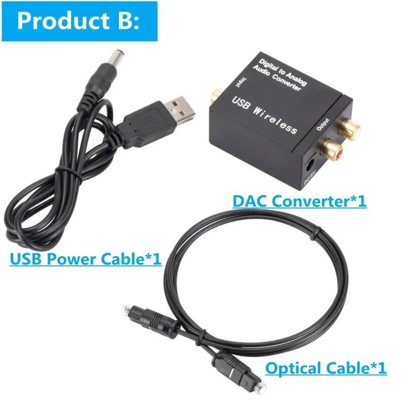 GRWIBEOU портативный ЦАП Bluetooth 4.0 With Cables