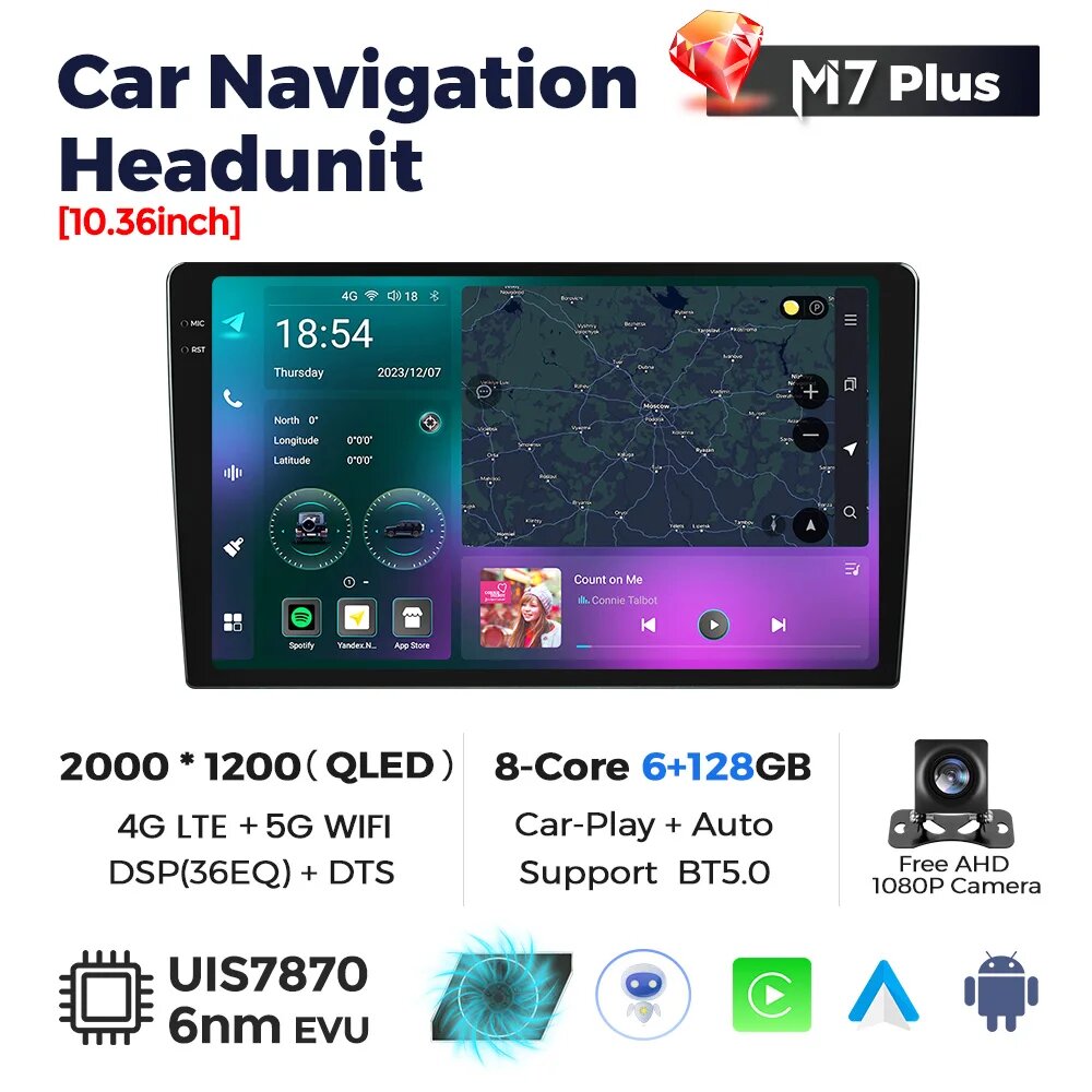 MEKEDE M7 Plus 10.36" Android Автомагнитола Carplay GPS 6+128GB