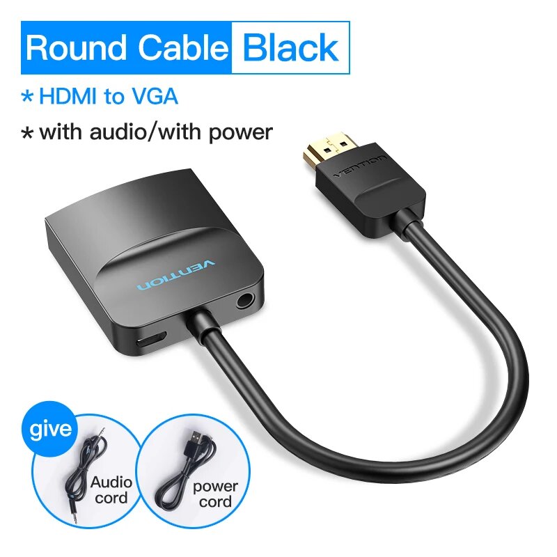 Адаптер Vention HDMI to VGA с аудио и питанием, 0.15м