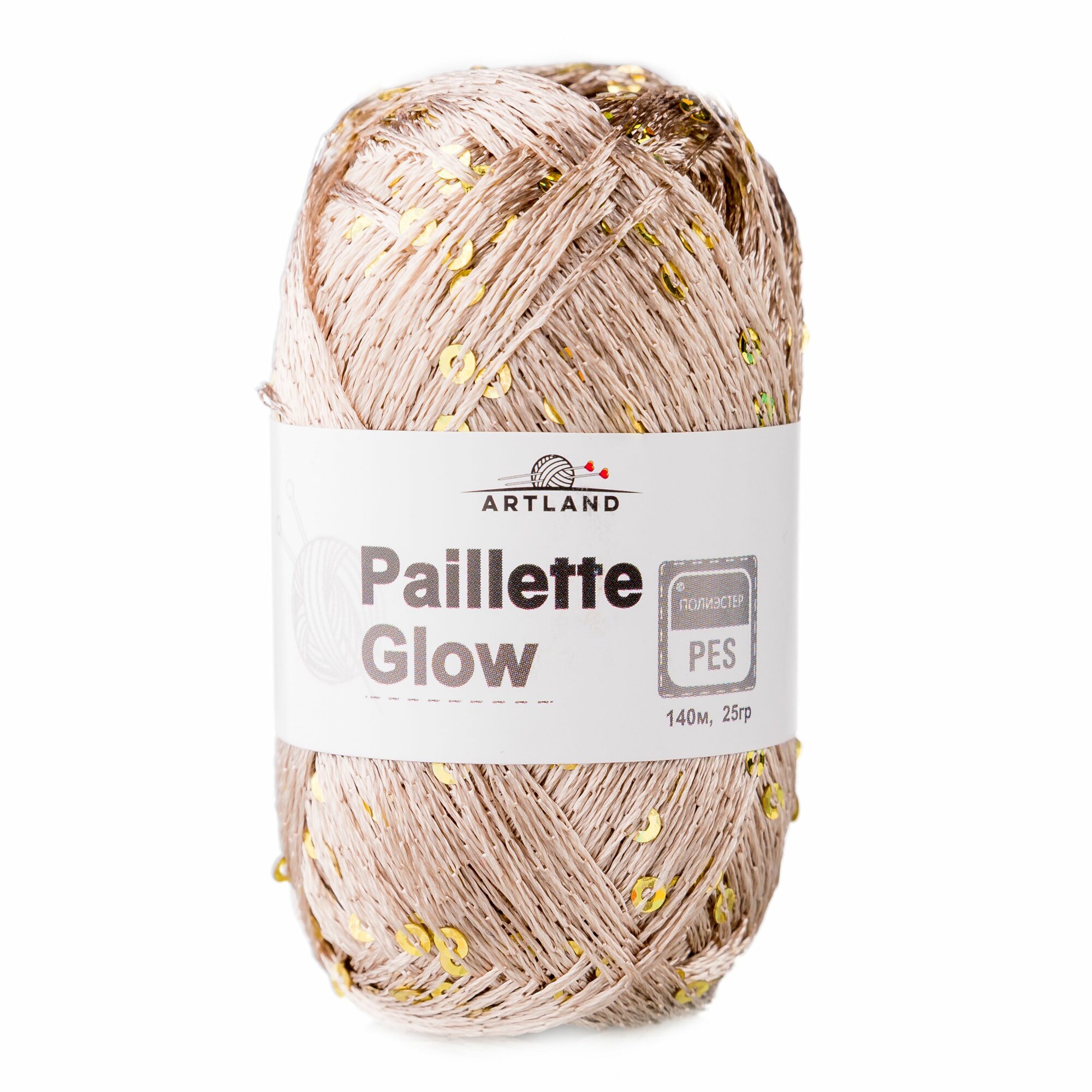 Пряжа Artland Paillette Glow Добавочная нить с пайетками 15 бежевый мультколор (25г/140м, упаковка 10 мотков)