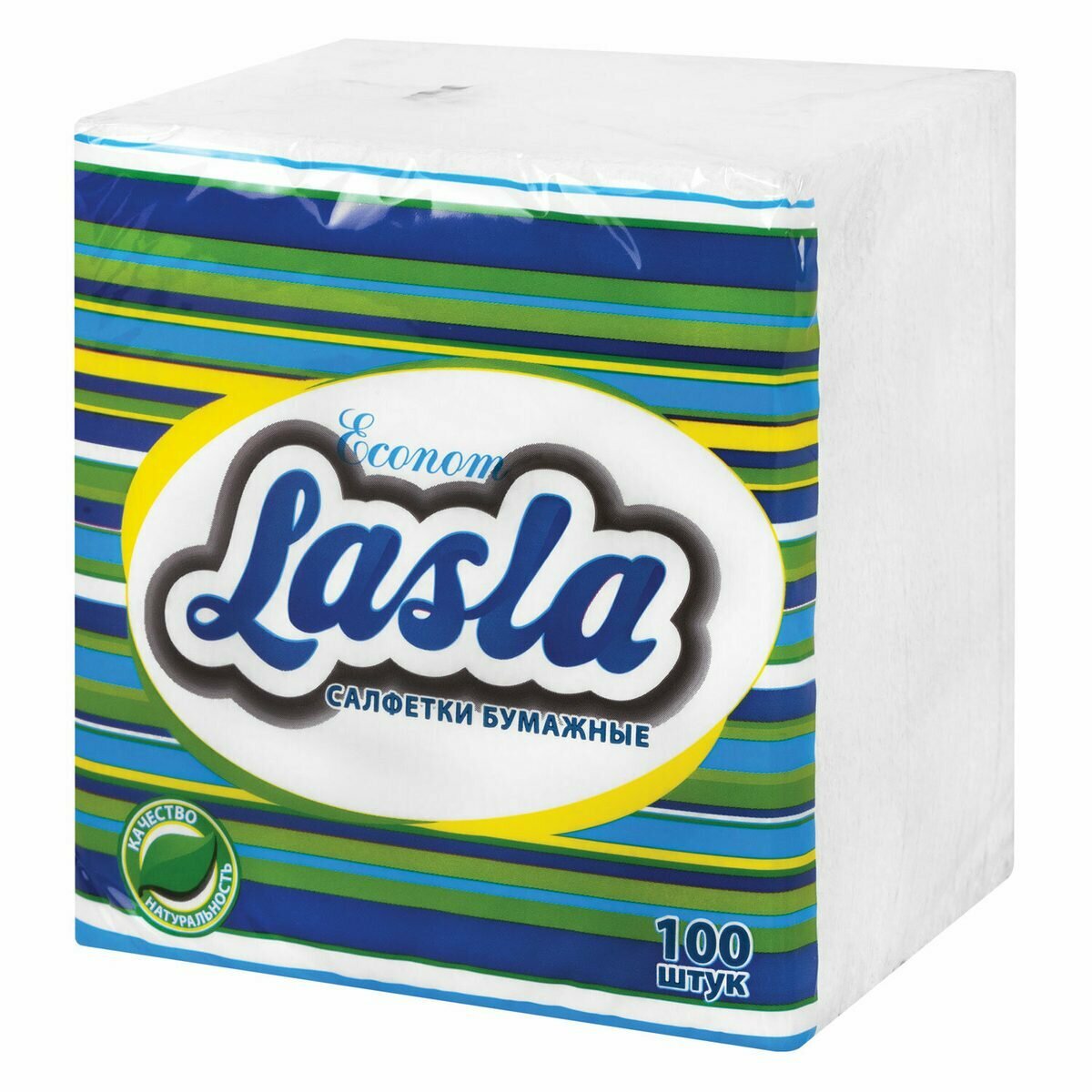 Салфетки бумажные 23x24см, 1-слойные Lasla, белые, 100шт. (128387), 20 уп.
