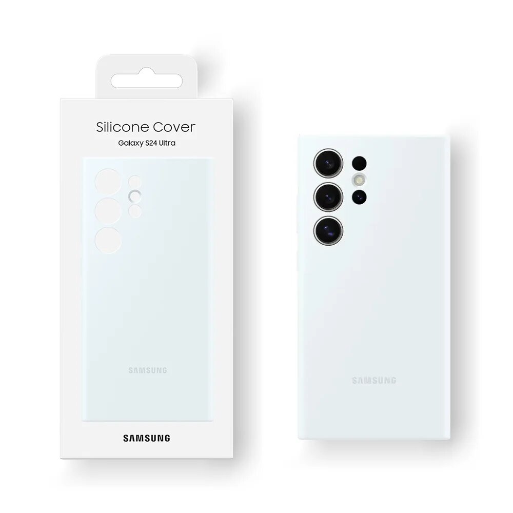 Оригинальный силиконовый чехол Samsung Galaxy S24 Ultra, White