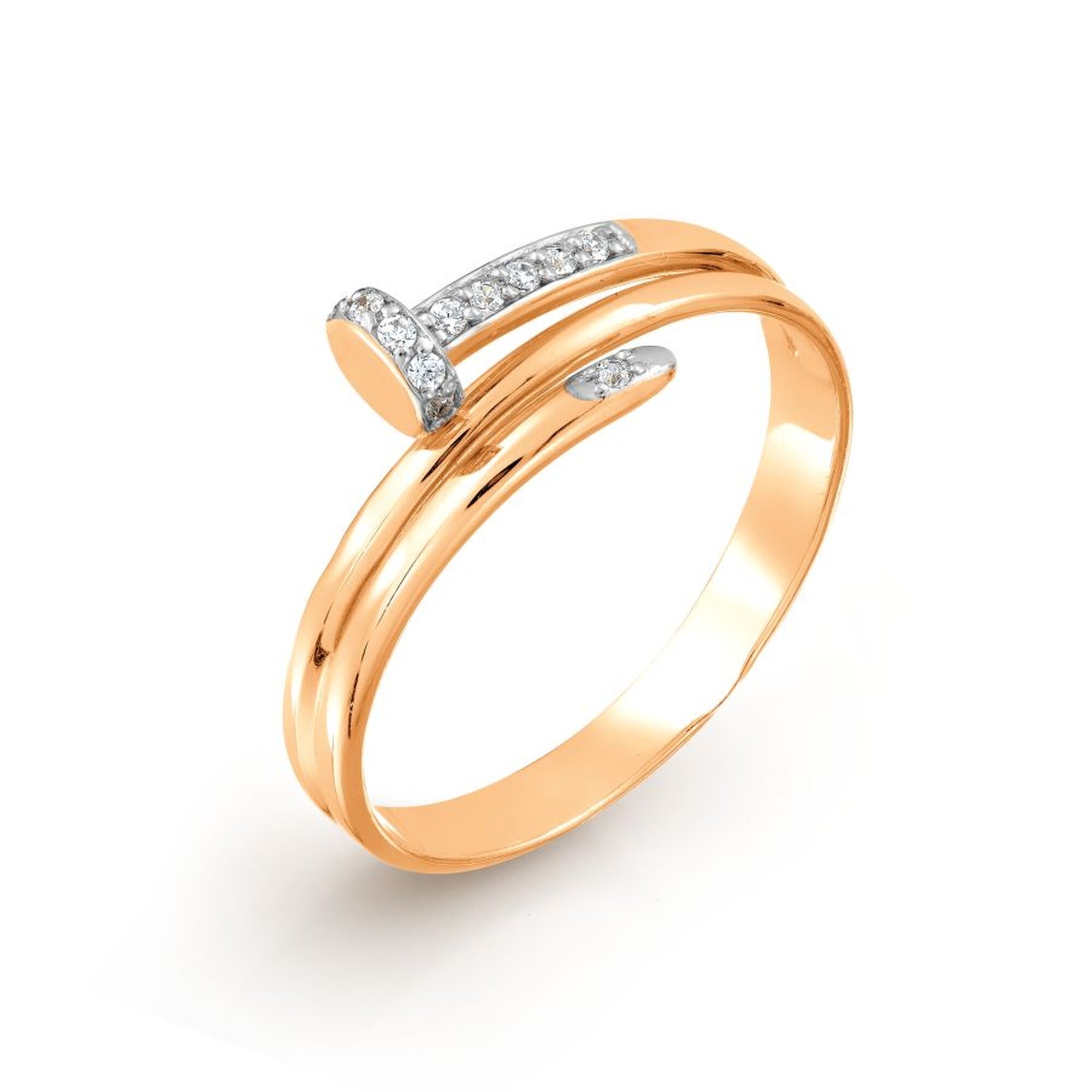 Кольцо, красное золото, 585 проба, фианит