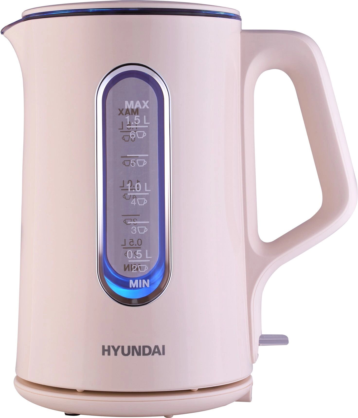 Чайник электрический Hyundai HYK-G8888, 1700Вт, кремовый и прозрачный