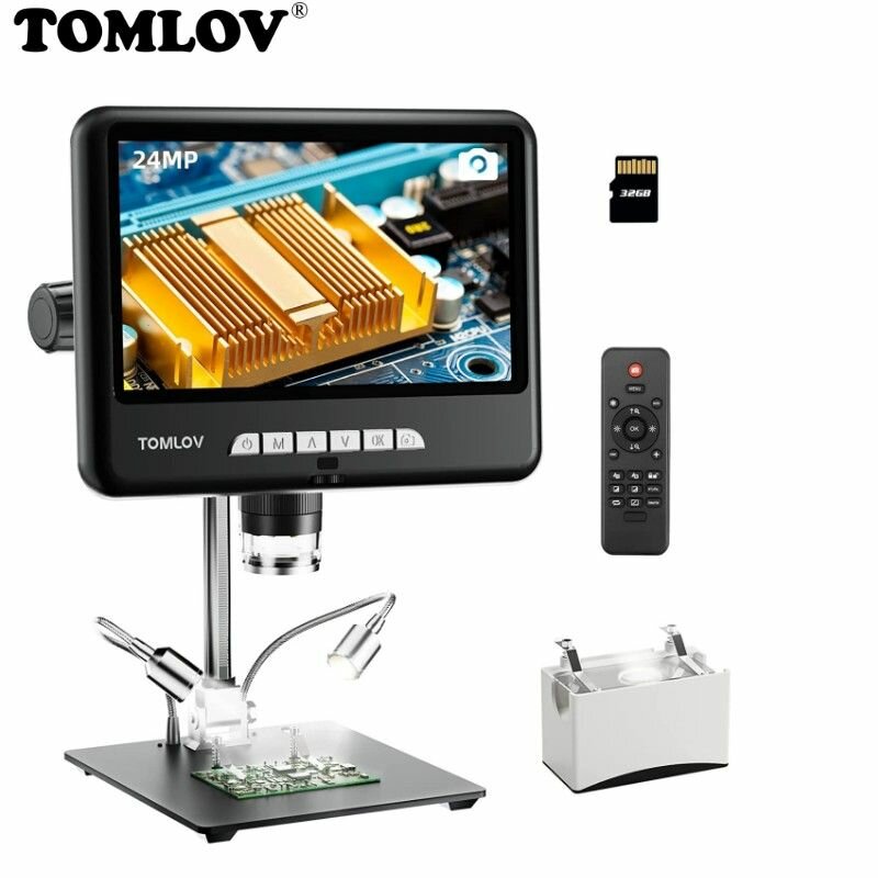 Цифровой микроскоп TOMLOV, 10,1 дюйма, IPS, 2K, HDMI, 32 ГБ, DM402 Pro