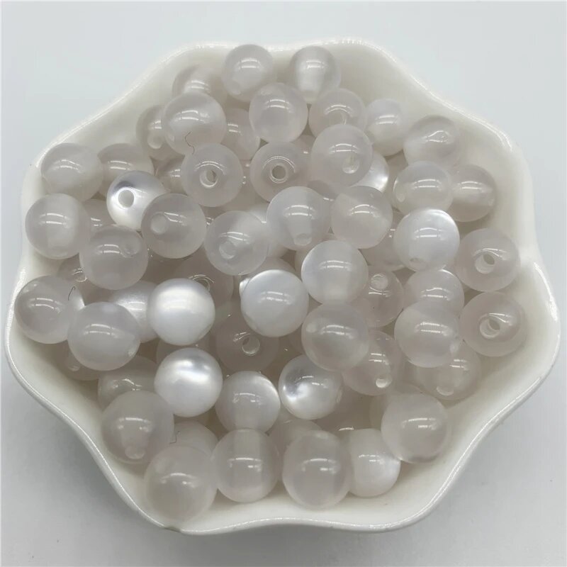 50 шт. полимерные бусины "кошачий глаз" RYFDBMauve 8 мм Белый, 01